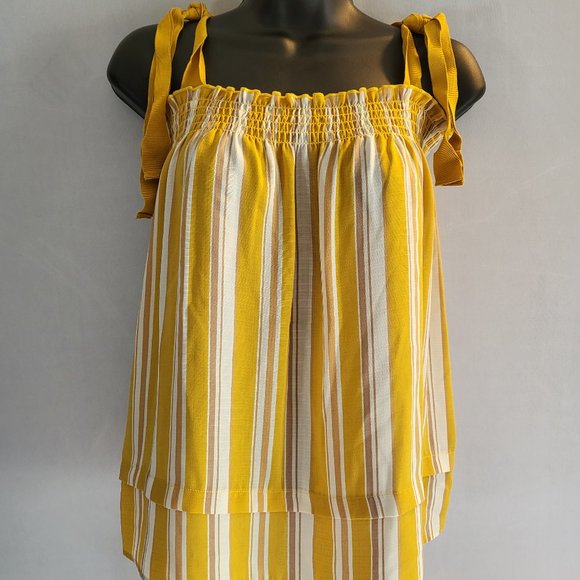 bobeau | Tops | Women Bobeau Size Large Yellow White Striped Tank Guc ...